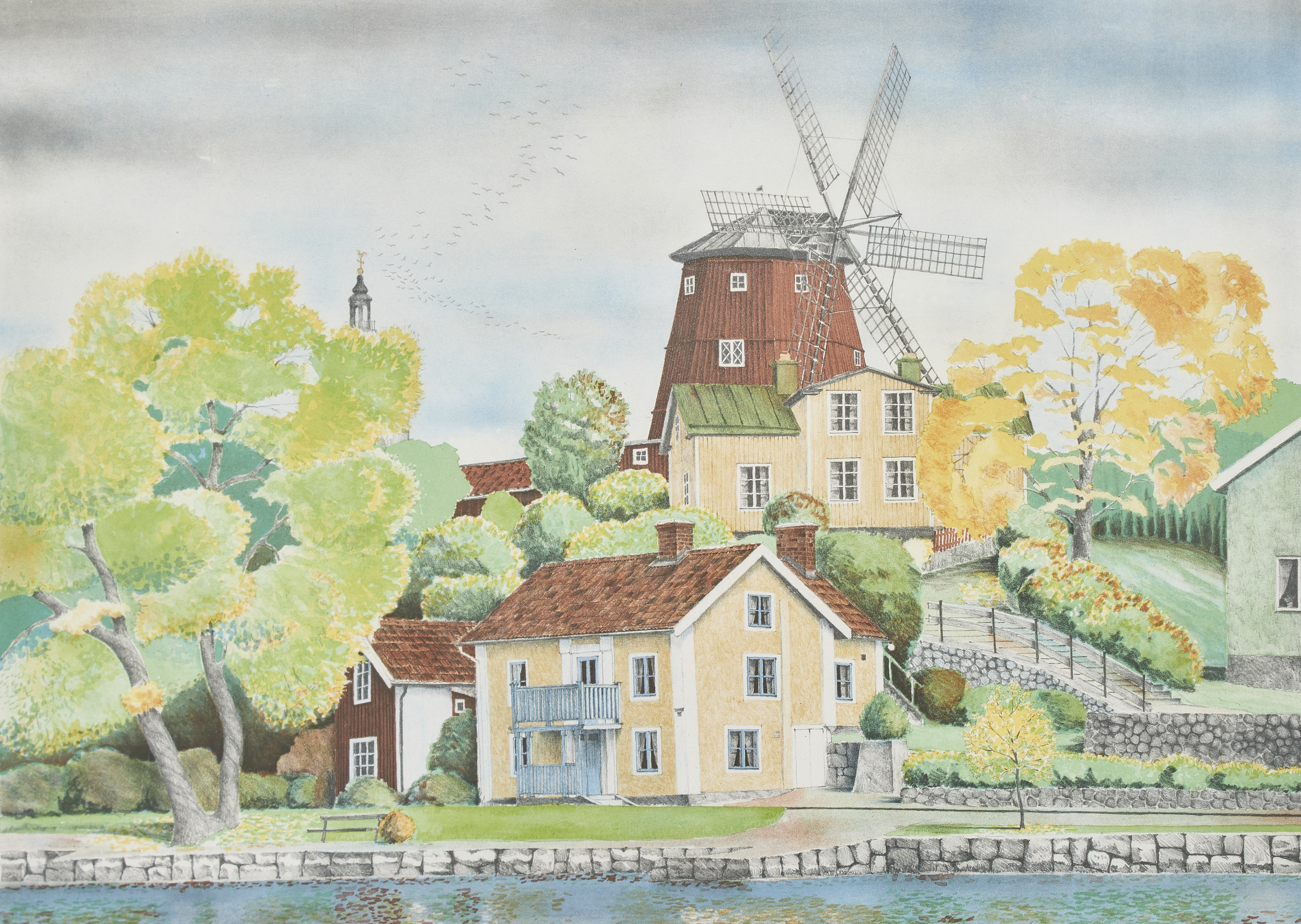 Färglitografi, 5 st, Hasse Froom (f. 1938), Sverige. Signerade, yttermått inklusive ram: ca ...